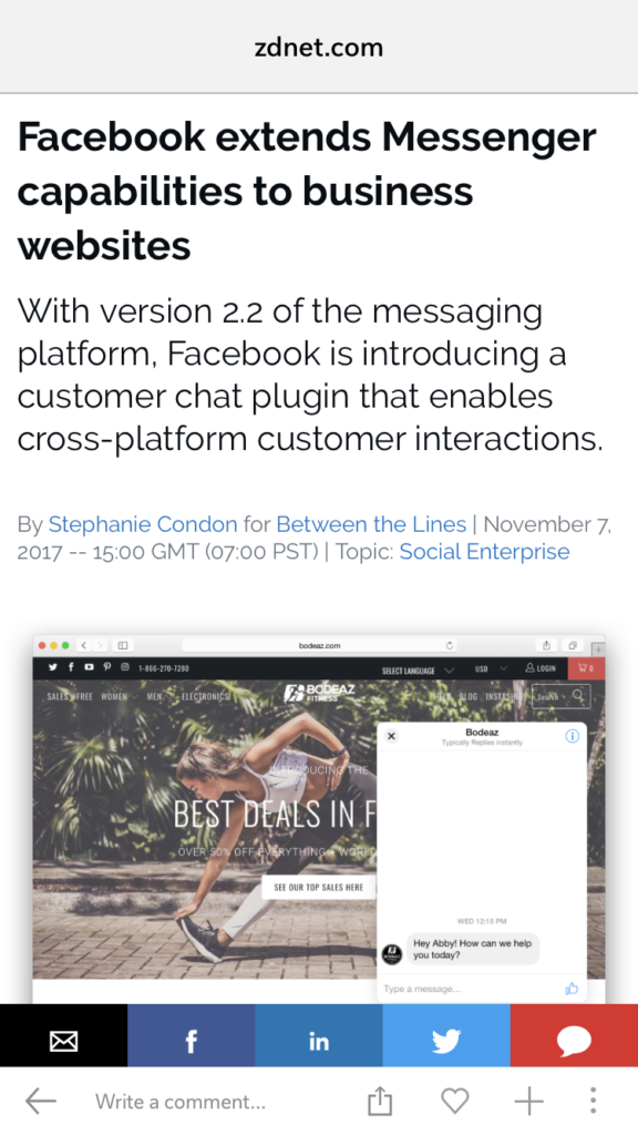 Facebook extends messenger capabilities to business websites - Home